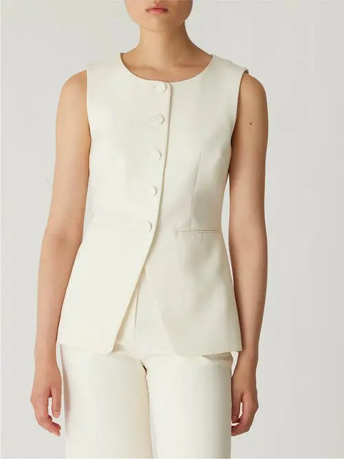 Rebecca Taylor Refined Suiting Button-front Vest - Cream