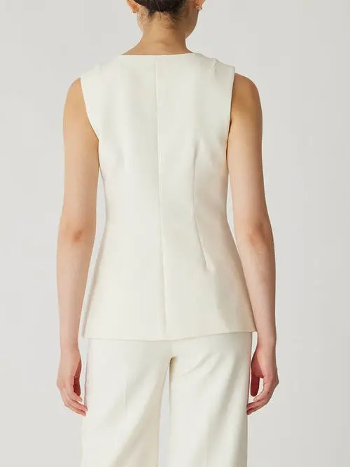 Rebecca Taylor Refined Suiting Button-front Vest - Cream