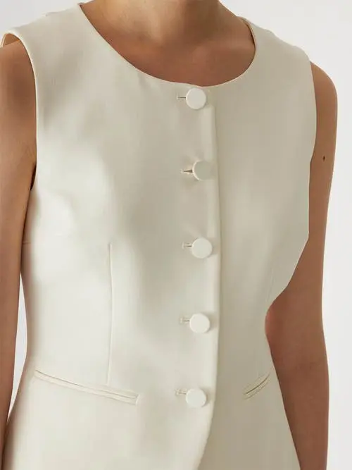 Rebecca Taylor Refined Suiting Button-front Vest - Cream