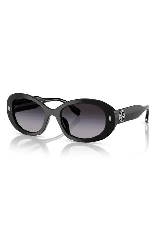 Tory Burch 53mm Gradient Oval Sunglasses - Black