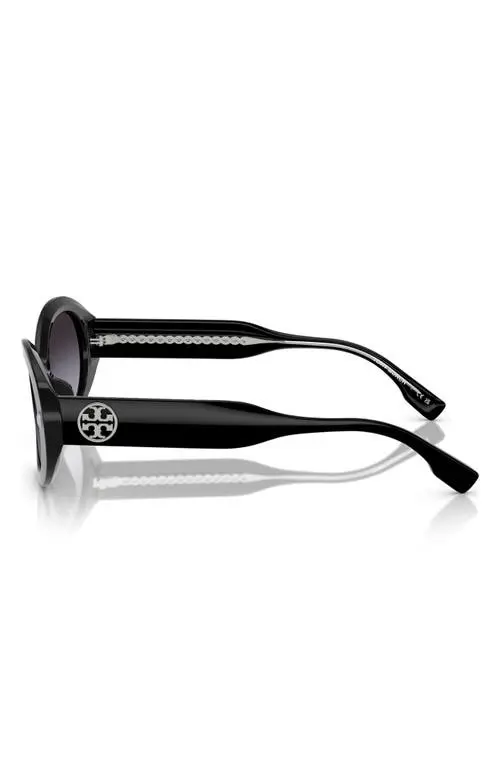 Tory Burch 53mm Gradient Oval Sunglasses - Black