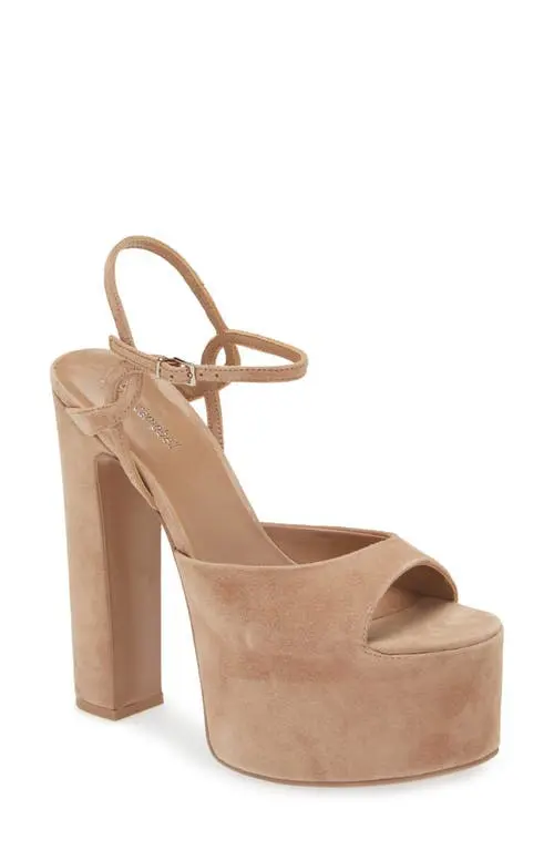 Jeffrey Campbell Ever Last Platform Sandal - Beige Suede