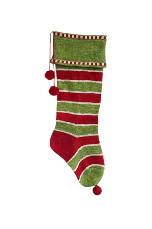 MELANGE COLLECTION Stripes Smooth Cuff Stocking - Green