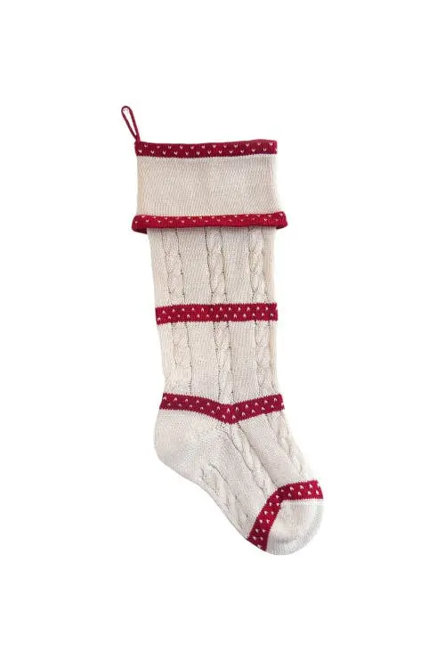 MELANGE COLLECTION Cable-knit Holiday Stocking - Ivory