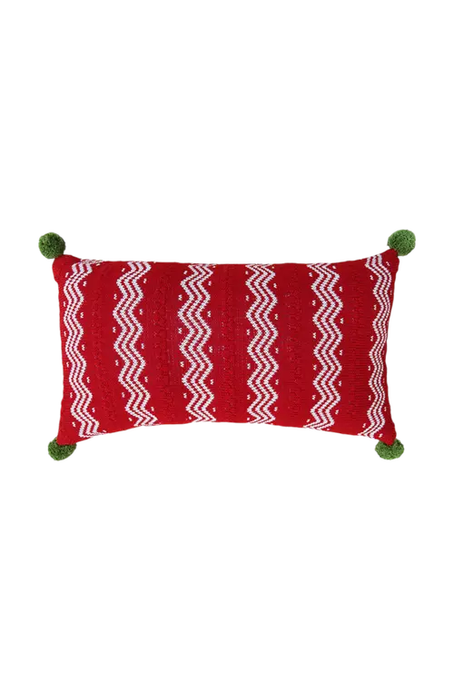 MELANGE COLLECTION Zig-zag Stripe Lumbar Pillow - Red