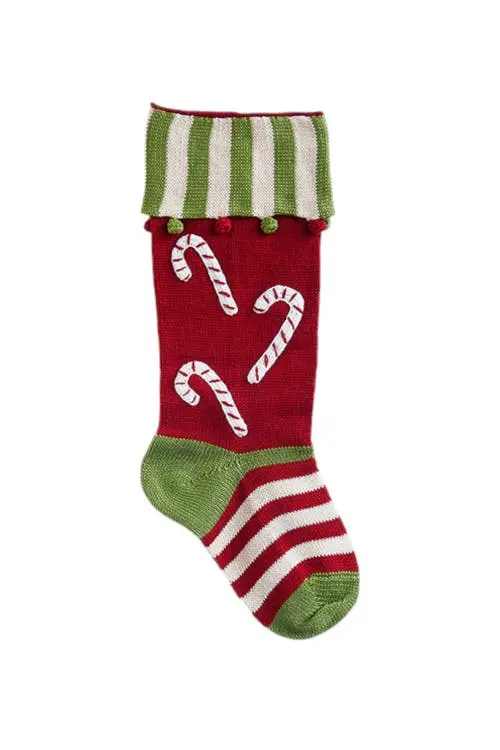 MELANGE COLLECTION Candy Cane Stocking - Red