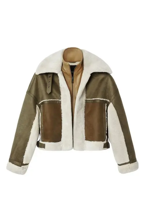 Desigual Edimurgo Faux Shearling Jacket With Faux Leather Bib