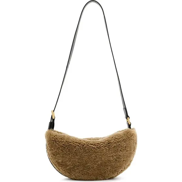 ALLSAINTS Half Moon Genuine Shearling Crossbody Bag