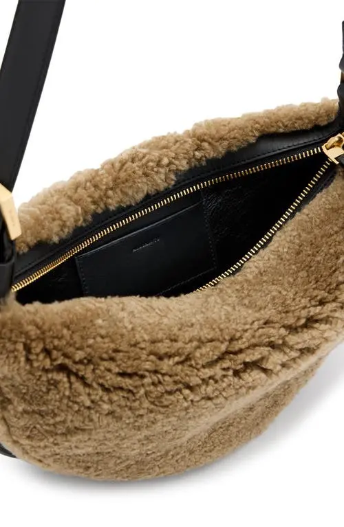 ALLSAINTS Half Moon Genuine Shearling Crossbody Bag