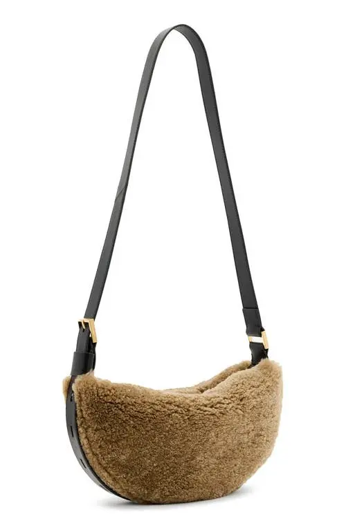 ALLSAINTS Half Moon Genuine Shearling Crossbody Bag