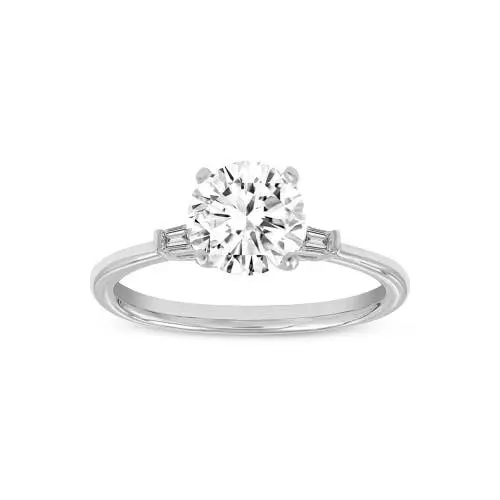 LUVMYJEWELRY Alina Round Cut Lab Grown Diamond Three Stone Engagement Ring - 14k White Gold