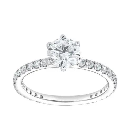 LUVMYJEWELRY 1.25 Ctw Freya Lab Grown Diamond Solitaire Engagement Ring - 14k White Gold