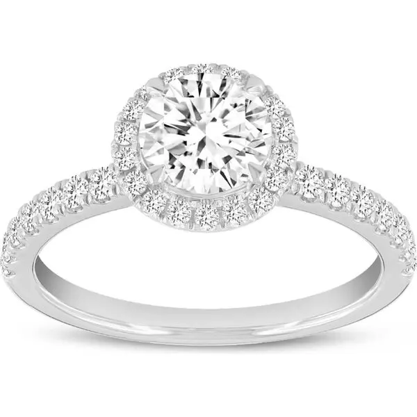 LUVMYJEWELRY 1.5 Ctw Paloma Lab Grown Diamond Halo Ring - 14k White Gold