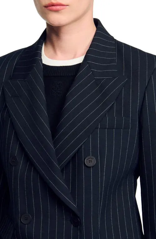 Sandro Striped Suit Jacket - Black