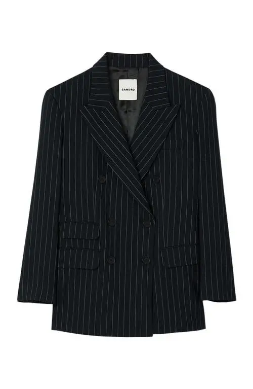 Sandro Striped Suit Jacket - Black