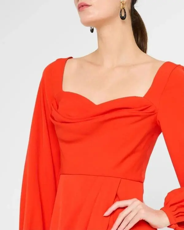 Black Halo Tonja Draped Mini Dress - Vibrrant Poppy
