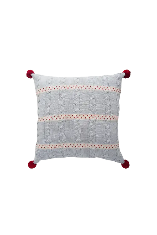 MELANGE COLLECTION 14" Cable-knit Pillow - Grey