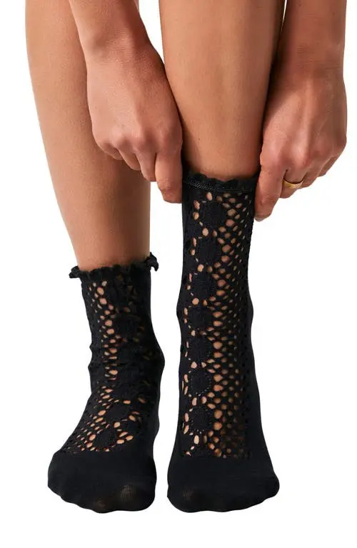 Free People Rubies Crochet Inset Crew Socks