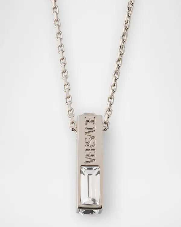 Versace Geometric Crystal Pendant Necklace - Palladium-crystal