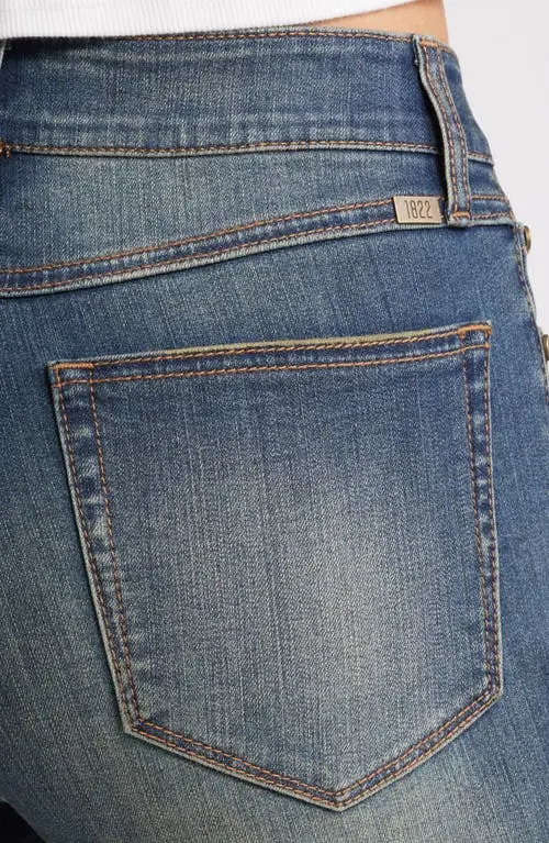 1822 Denim Cuffed Raw Hem Straight Leg Jeans