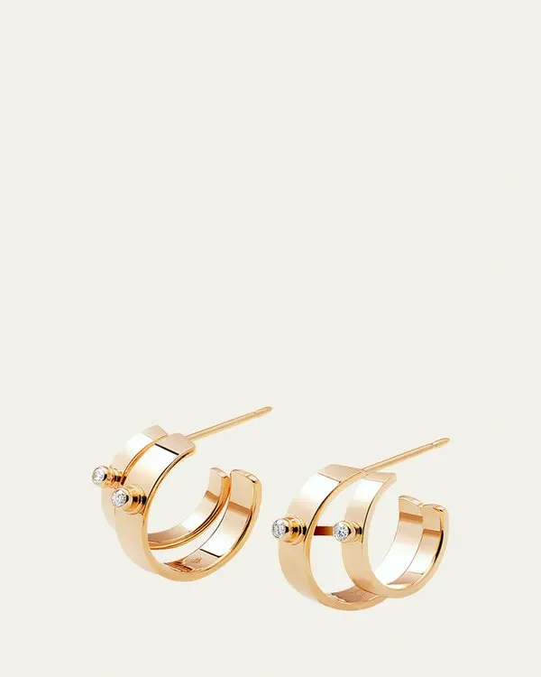 NOUVEL HERITAGE 18k Diamond Double Hoop Earrings - Gold