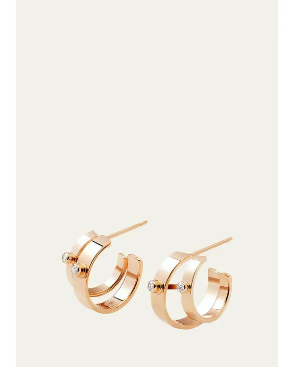NOUVEL HERITAGE 18k Diamond Double Hoop Earrings - Pink
