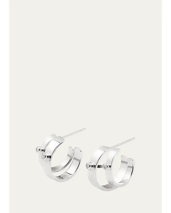 NOUVEL HERITAGE 18k Diamond Double Hoop Earrings - White