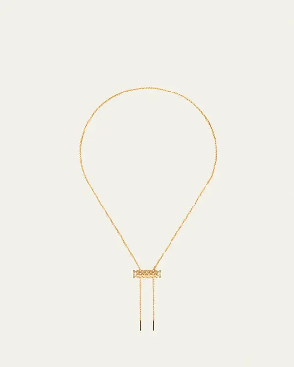 NOUVEL HERITAGE 18k Diamond Latch Pendant Lariat Necklace - Gold