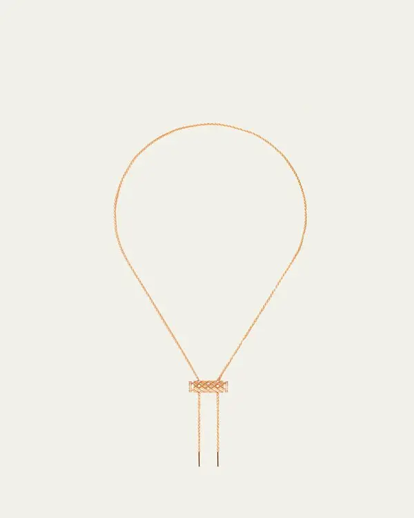 NOUVEL HERITAGE 18k Diamond Latch Pendant Lariat Necklace - Rose Gold