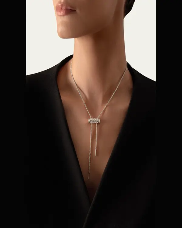 NOUVEL HERITAGE 18k Diamond Latch Pendant Lariat Necklace - Rose Gold