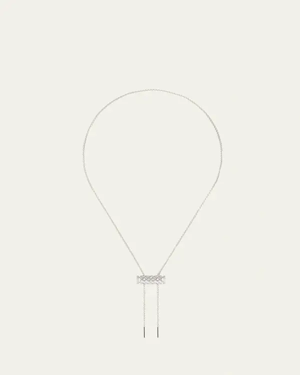 NOUVEL HERITAGE 18k Diamond Latch Pendant Lariat Necklace - White Gold