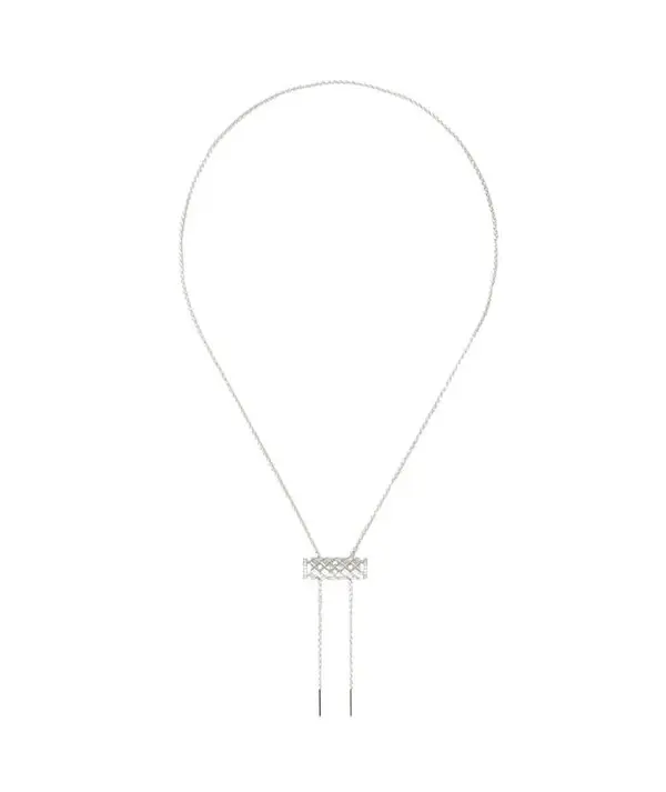 NOUVEL HERITAGE 18k Diamond Latch Pendant Lariat Necklace - White Gold