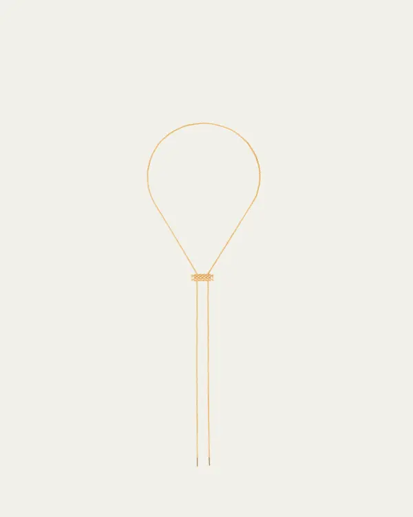 NOUVEL HERITAGE 18k Diamond Latch Pendant Lariat Necklace - Gold
