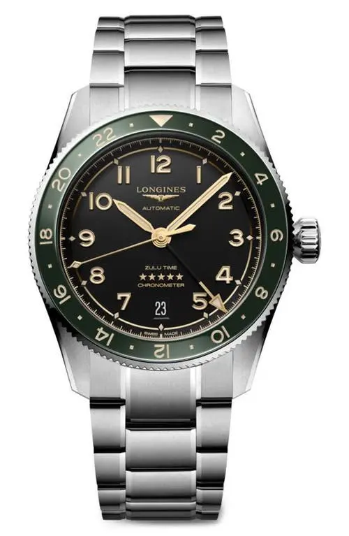LONGINES Spirit Zulu Bracelet Watch - Silver/anthracite/green
