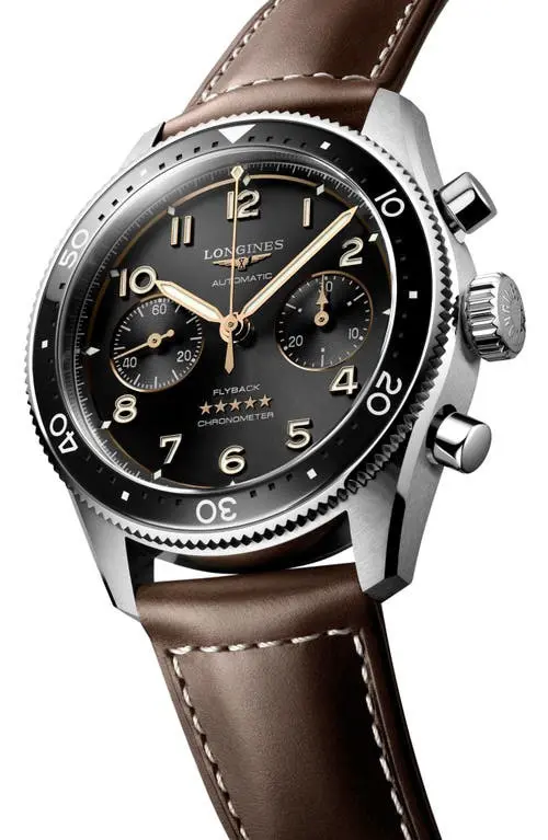 LONGINES Spirit Flyback Automatic Chronograph Strap Watch - Black