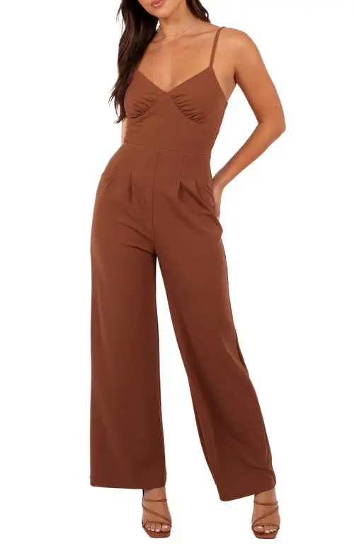 PETAL & PUP Maelle Stretch Crepe Jumpsuit - Banksia Brown