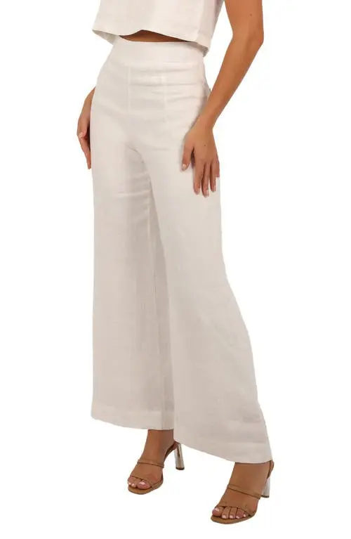 PETAL & PUP Devlin Linen Wide Leg Pants - Cloud White