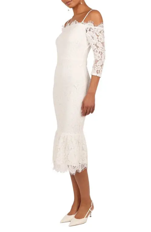 PETAL & PUP Lindy Lace Cold Shoulder Midi Dress