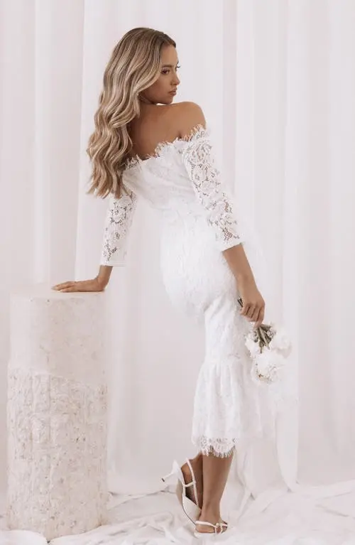 PETAL & PUP Lindy Lace Cold Shoulder Midi Dress