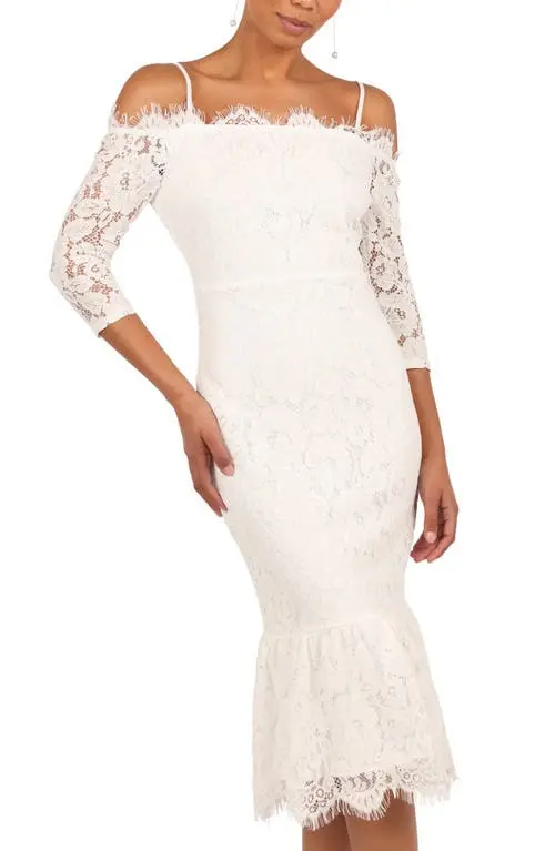 PETAL & PUP Lindy Lace Cold Shoulder Midi Dress
