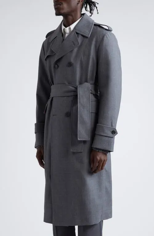 Thom Browne Unstructured Wool Blend Twill Trench Coat
