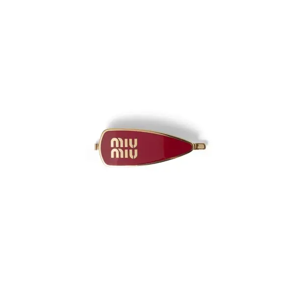 Miu Miu Enameled Metal Hair Clip - Red