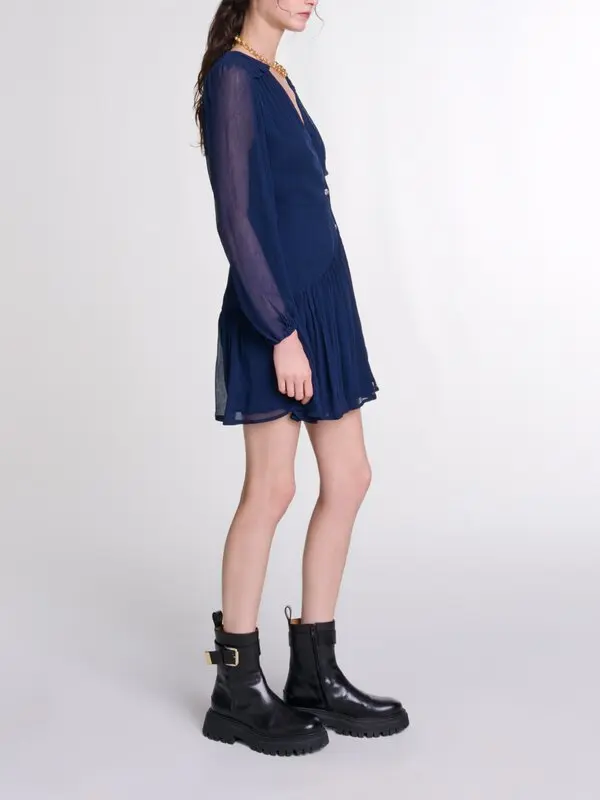 Maje Cupro Short Ruffled Dress