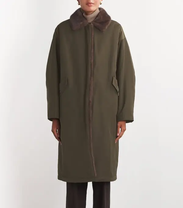 Le17septembre Faux Fur Longline Coat In Green - 15% Off | Editorialist