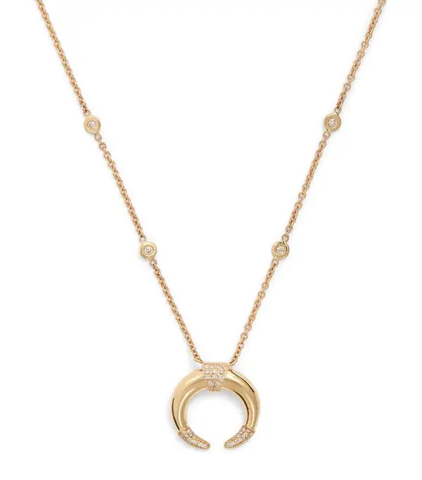 Jacquie Aiche Yellow And Diamond Double Horn Necklace - Gold