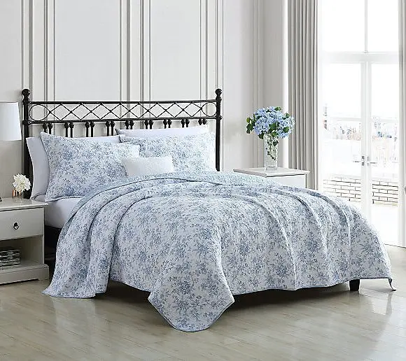 Laura Ashley Walled Garden Blue Twin Quilt-sha Set - One-color