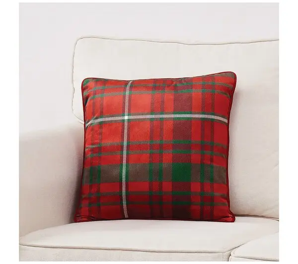 TRULY SOFT Red Plaid 18x18 Decorative Pillow - One-color