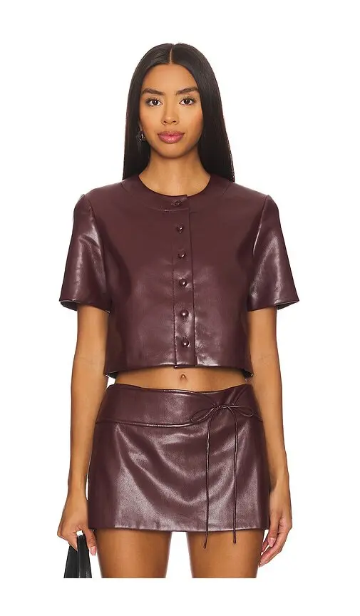 Amanda Uprichard Braswell Faux Leather Top