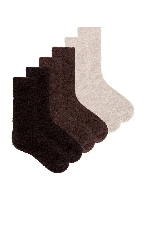 Barefoot Dreams Cozychic 3-pair Sock Set - Espresso Multi