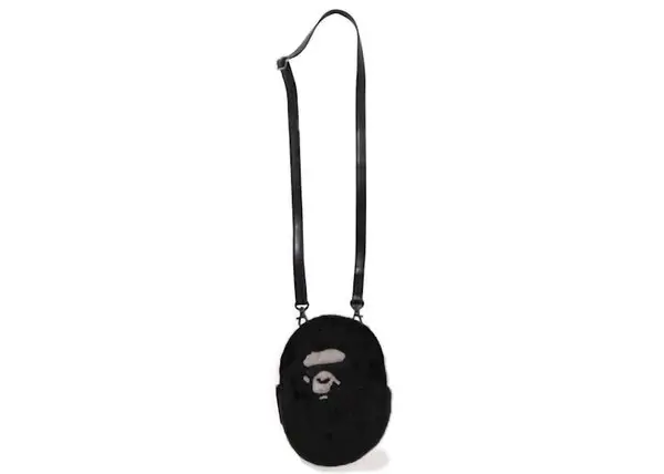 BAPE Ape Head Faux Fur Mini Shoulder Bag - Black